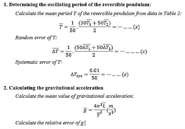 Solved III. Equations Average oscillation period value: T 1 | Chegg.com