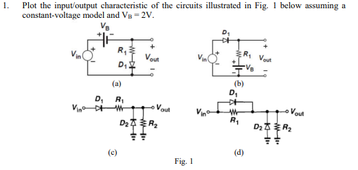 Solved 1. Plot the input/output characteristic of the | Chegg.com