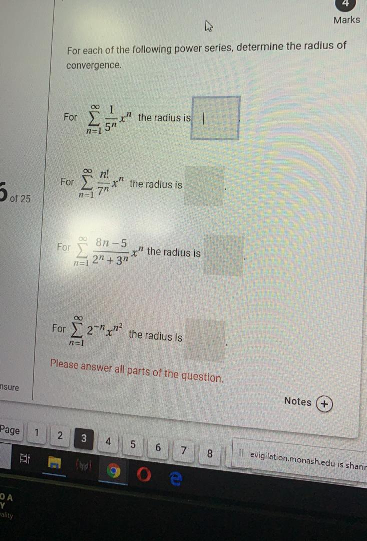 Solved 4 Marks For each of the following power series, | Chegg.com