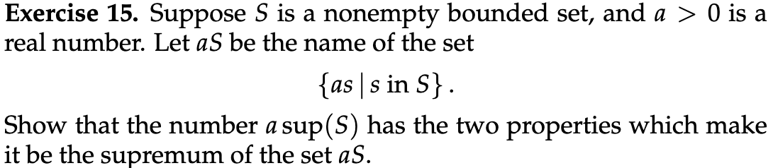 Solved Exercise 15. Suppose S is a nonempty bounded set, and | Chegg.com