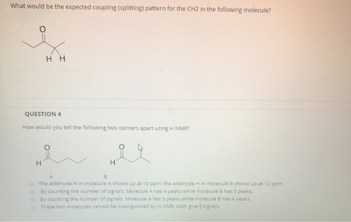 Solved What would be the expected coupling (splitting) | Chegg.com