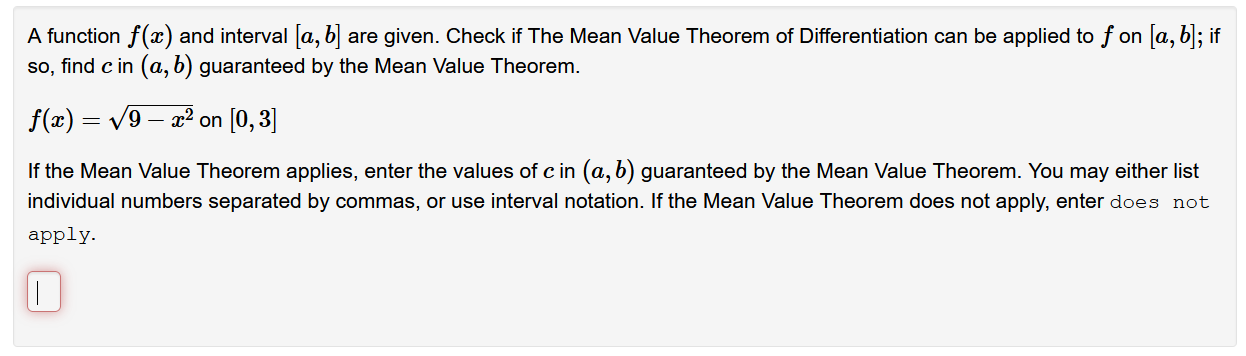 Solved A function f(x) and interval [a, b] are given. Check | Chegg.com