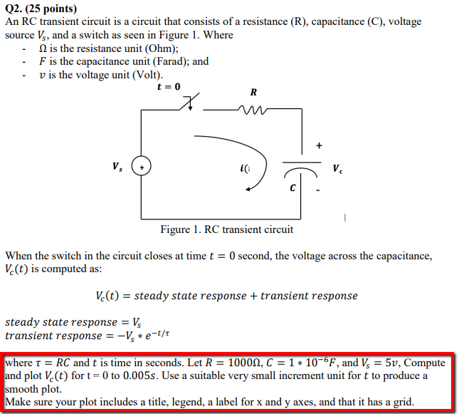 Solved Q2. (25 points) An RC transient circuit is a circuit | Chegg.com