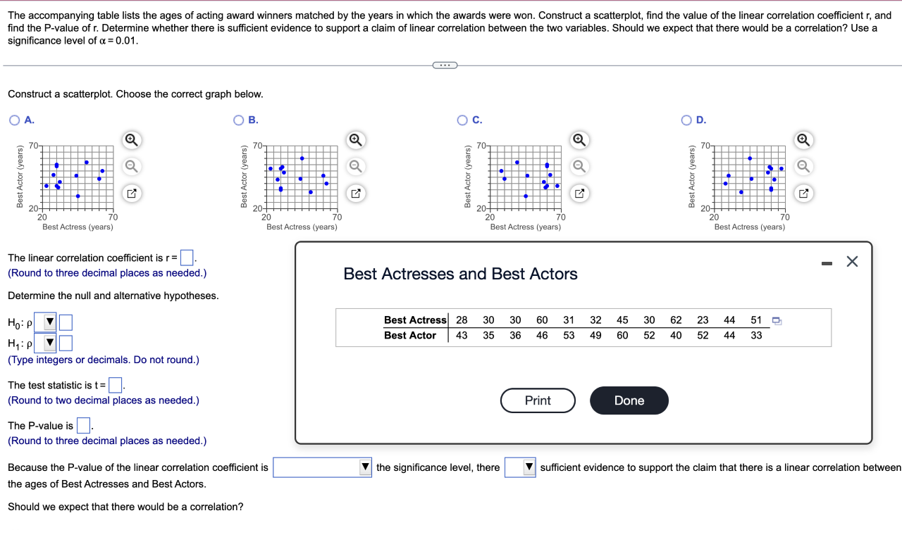 Solved The accompanying table lists the ages of acting award | Chegg.com