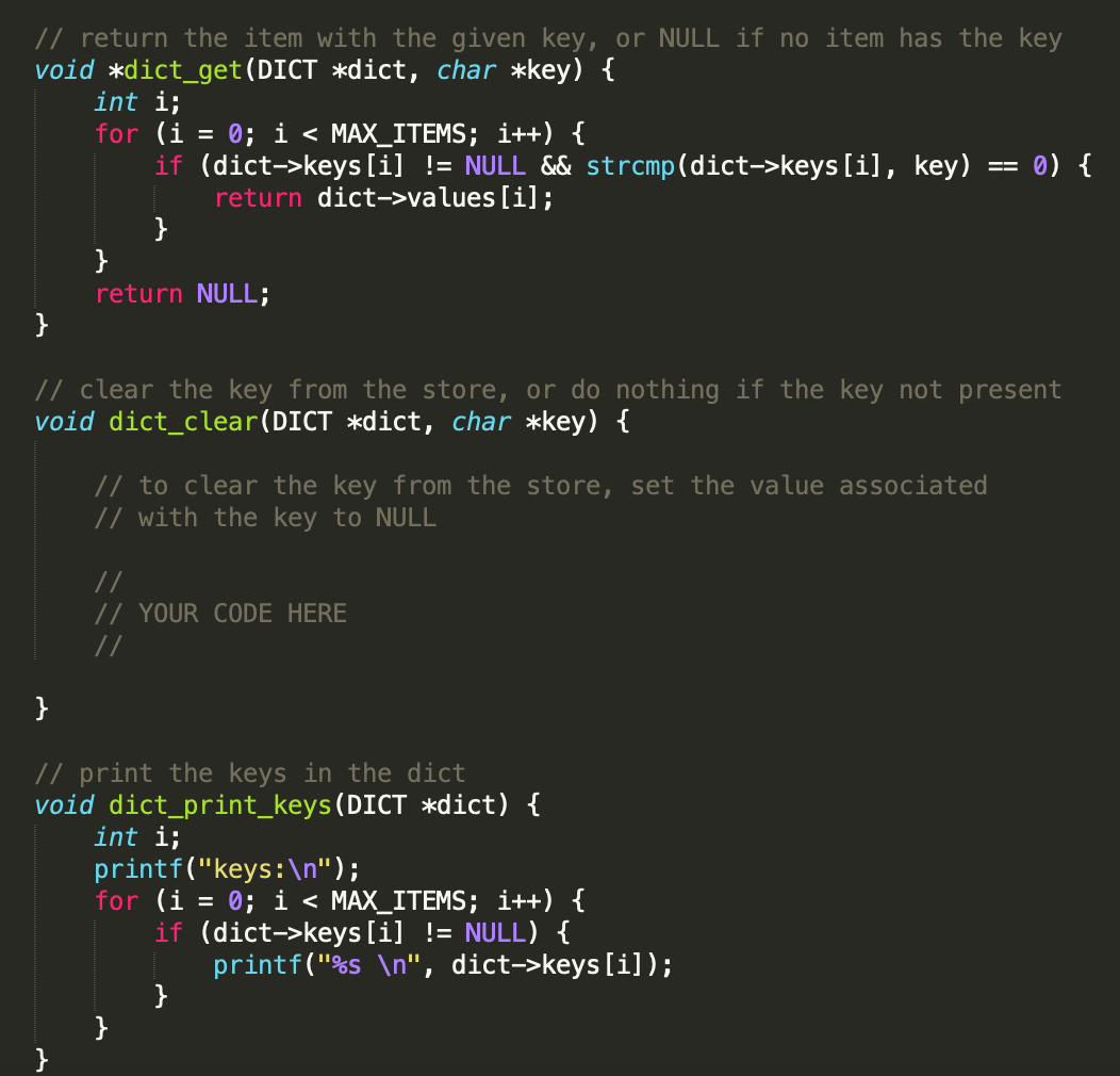 I need two functions of dict.c code (you can find | Chegg.com