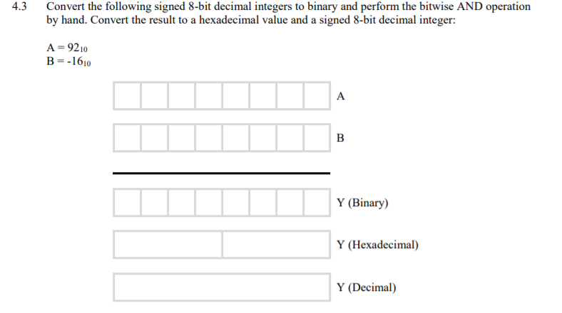Solved 4.3 Convert the following signed 8-bit decimal | Chegg.com