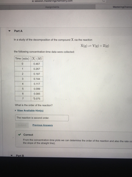 Solved View Available Hint(s) The reaction is second order. | Chegg.com
