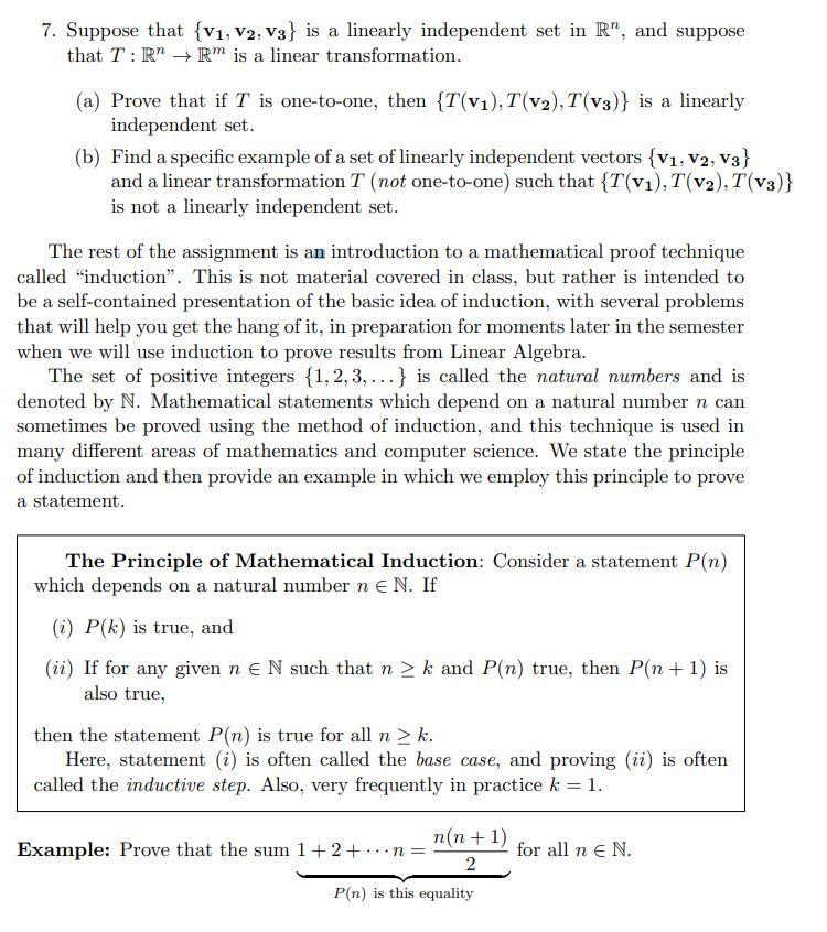 Solved 7. Suppose that {V1, V2, V3} is a linearly | Chegg.com