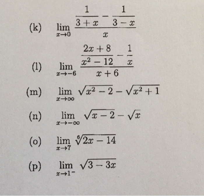 Solved Evaluate each limit using algebraic techniques. Use ∞ | Chegg.com