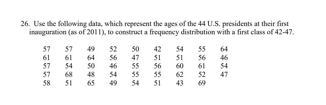 Solved 26. Use the following data, which represent the ages | Chegg.com