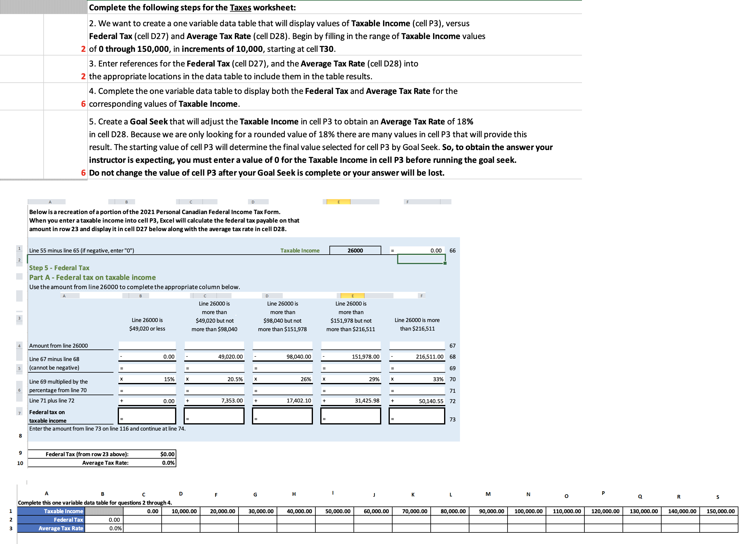Solved Complete the following steps for the Taxes worksheet: | Chegg.com