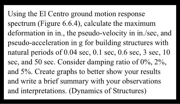 Solved Using the El Centro ground motion response spectrum | Chegg.com