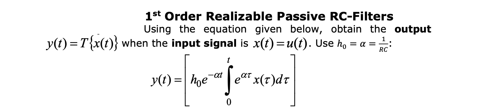 Solved 1st Order Realizable Passive RC-Filters Using the | Chegg.com