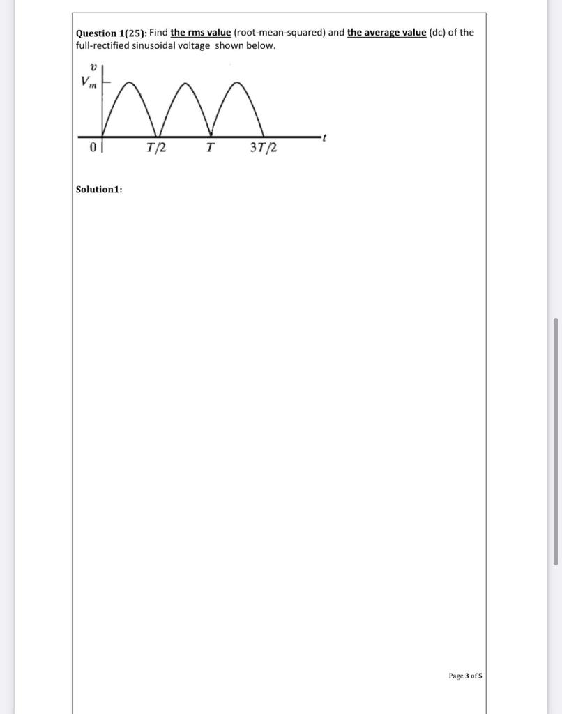 Solved Question 1(25): Find the rms value | Chegg.com