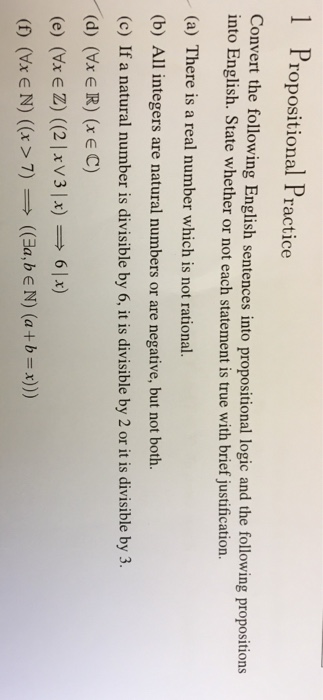 Solved 1 Propositional Practice Convert the following | Chegg.com