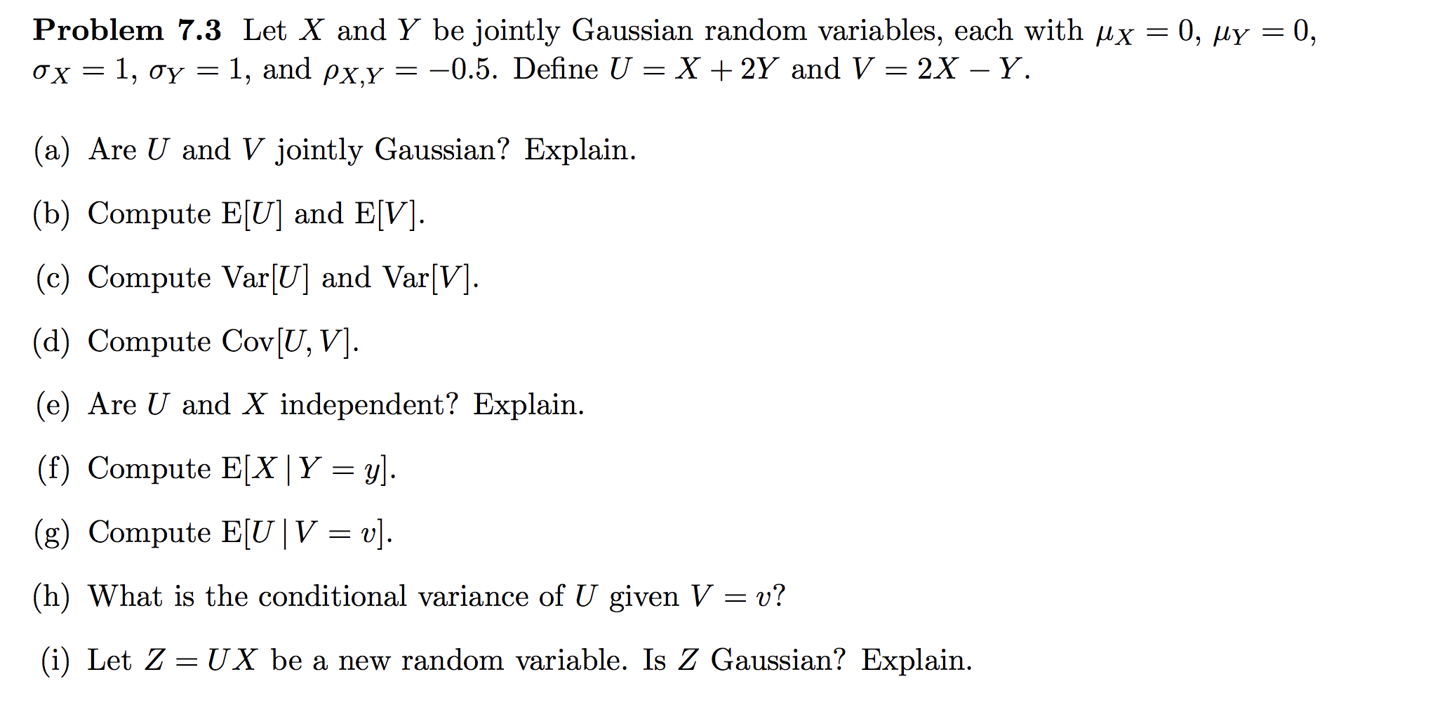 Solved Problem 7.3 Let X and Y be jointly Gaussian random | Chegg.com