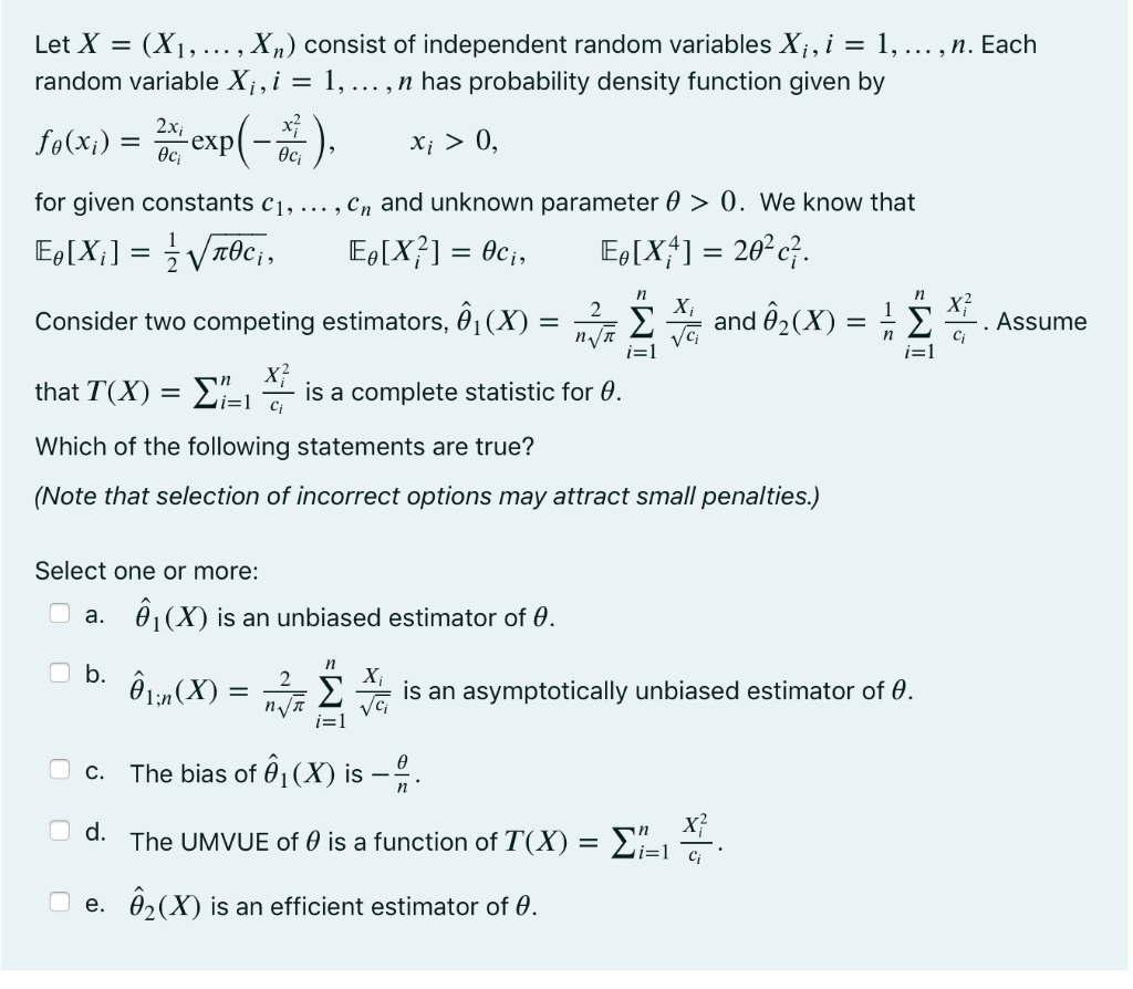 Solved Let X = (X1, ..., Xn) consist of independent random | Chegg.com