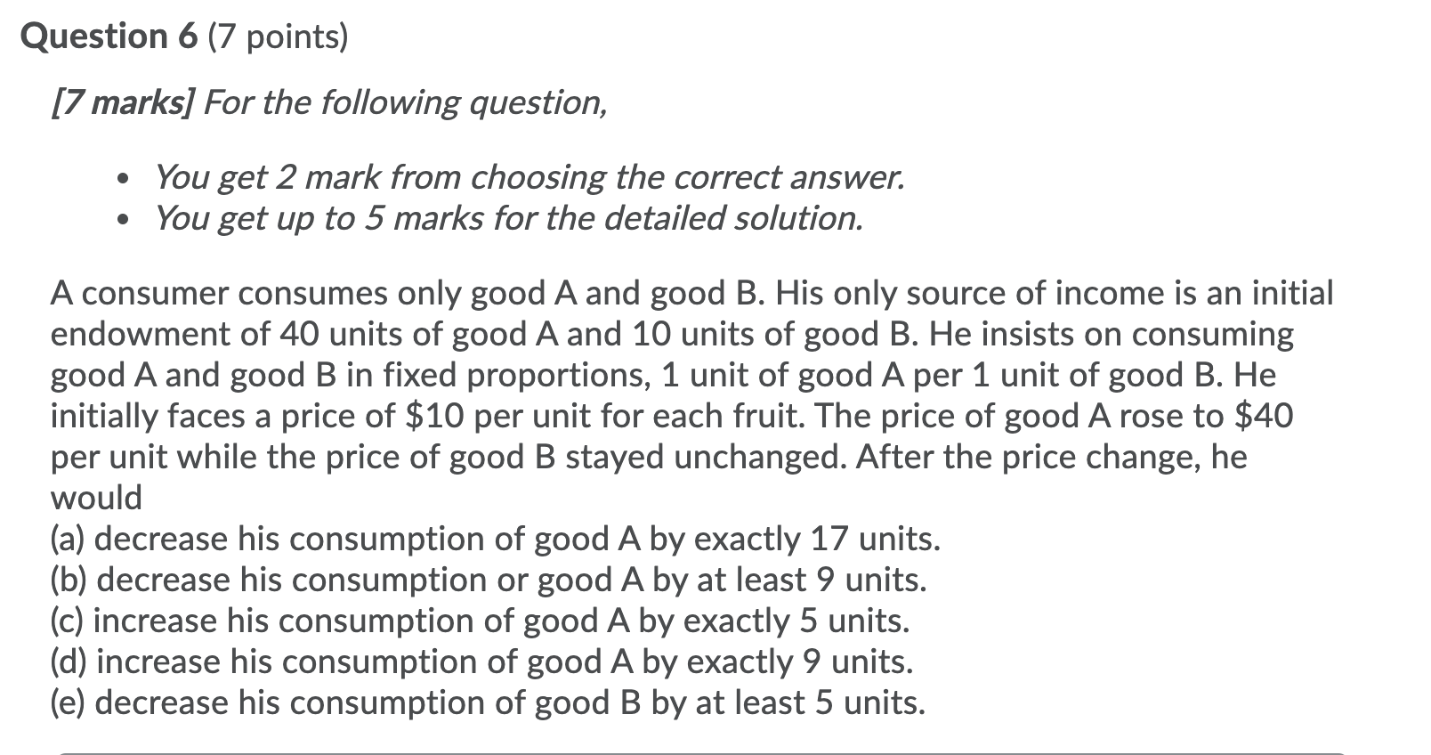 Solved Question 6 (7 points) [7 marks] For the following | Chegg.com