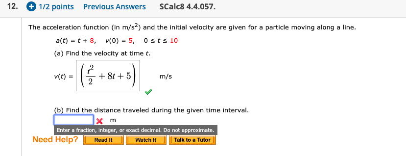 Solved The Acceleration Function In M S2 And The