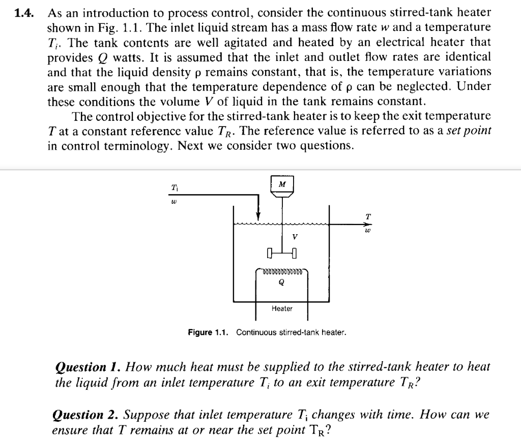 Solved 1.4. As an introduction to process control, consider | Chegg.com