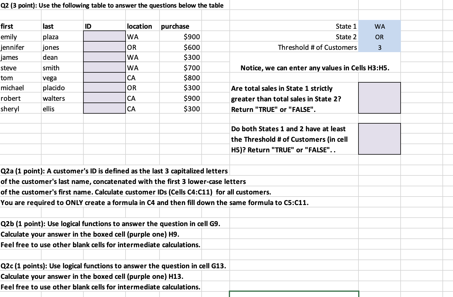 Solved Q2 (3 point): Use the following table to answer the | Chegg.com