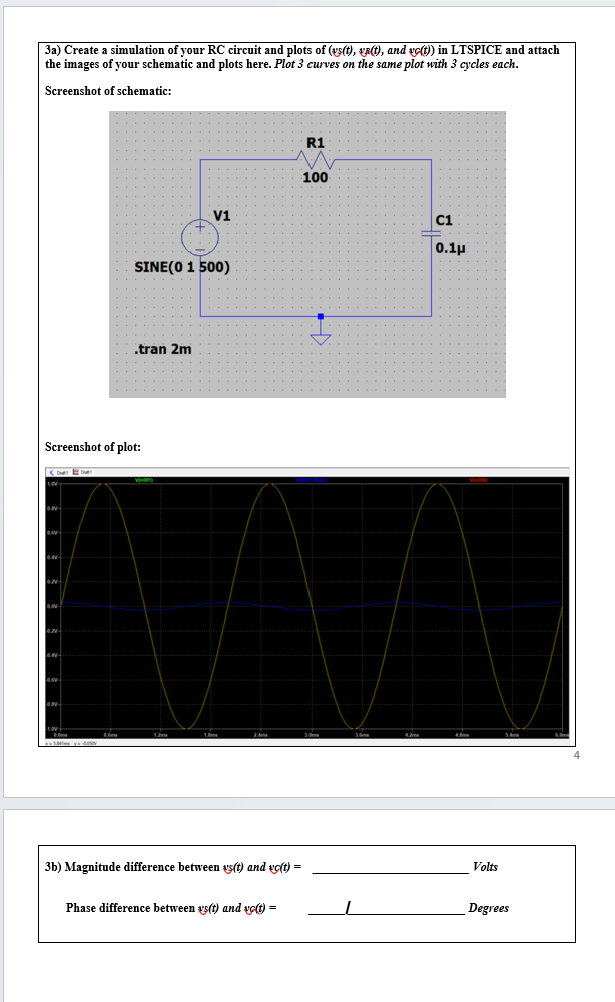 Solved 3a) Create a simulation of your RC circuit and plots | Chegg.com
