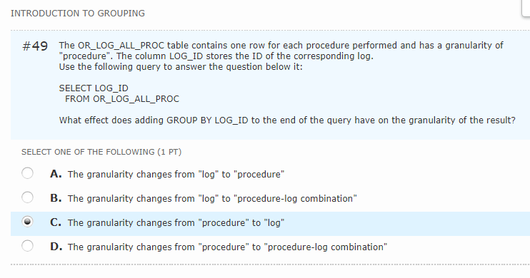 Solved INTRODUCTION TO GROUPING #49 The OR_LOG_ALL_PROC | Chegg.com