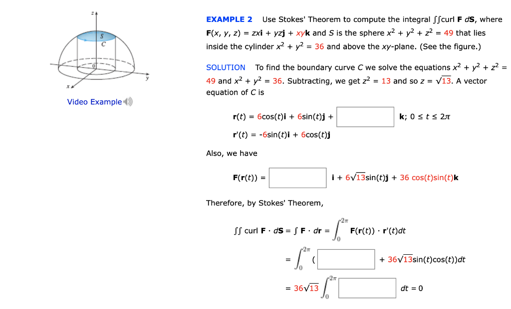Solved EXAMPLE 2 Use Stokes' Theorem to compute the integral | Chegg.com