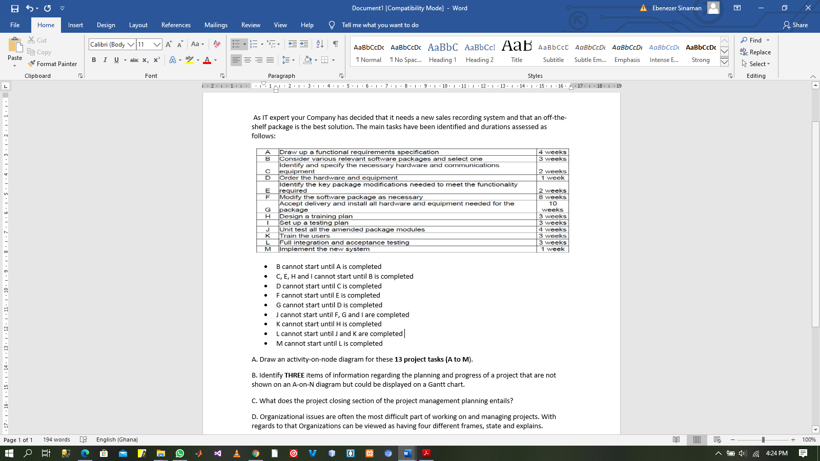 BSU Document1 [Compatibility Mode] - Word A Ebenezer | Chegg.com