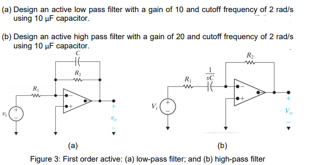 Solved The general diagram of a first-order active low pass | Chegg.com