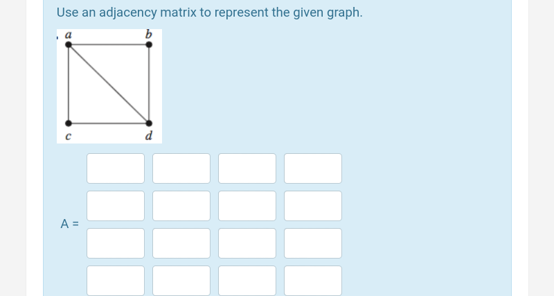 Solved Use An Adjacency Matrix To Represent The Given Graph 