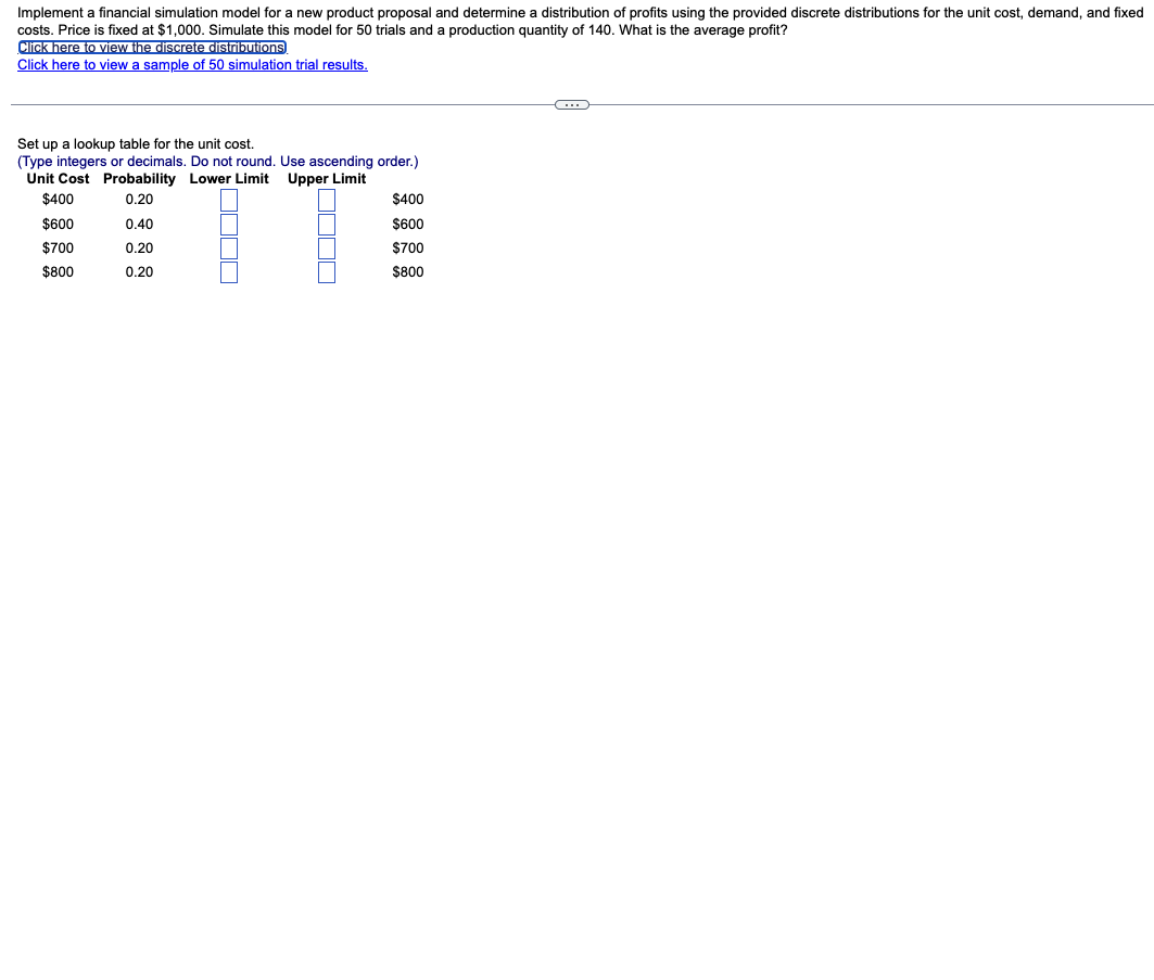 Solved Implement a financial simulation model for a new | Chegg.com