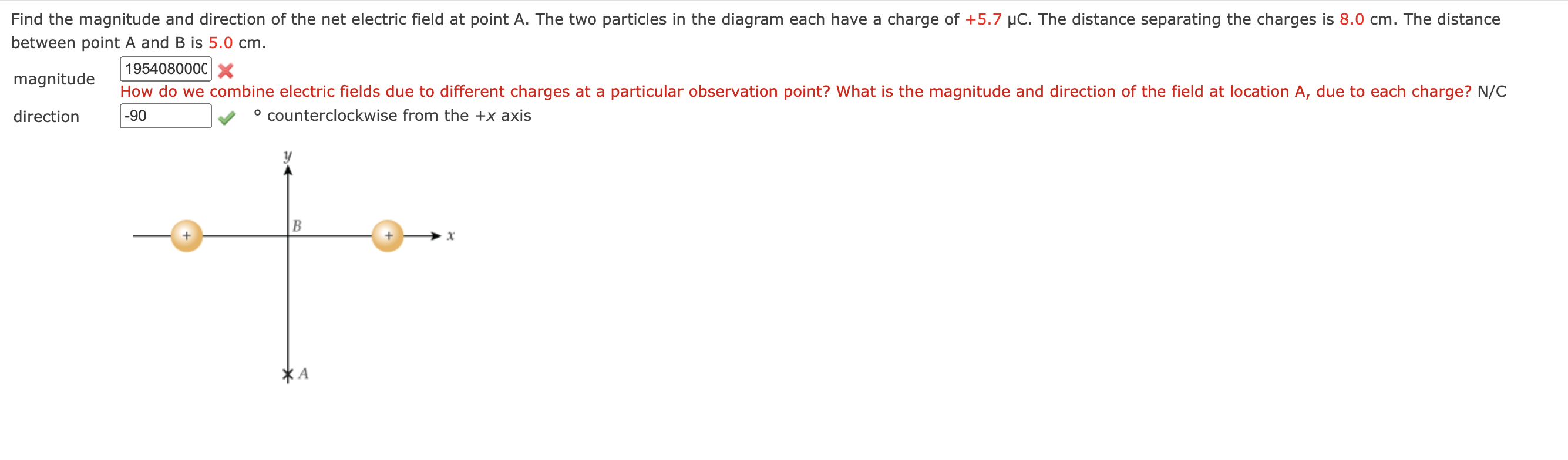 Solved Find the magnitude and direction of the net electric | Chegg.com
