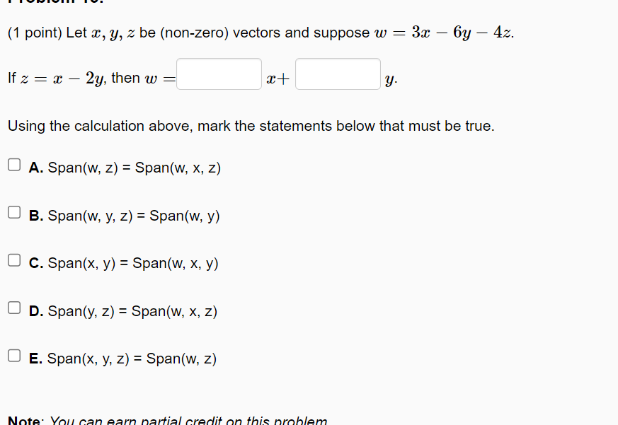 Solved (1 point) Let x, y, z be (non-zero) vectors and | Chegg.com