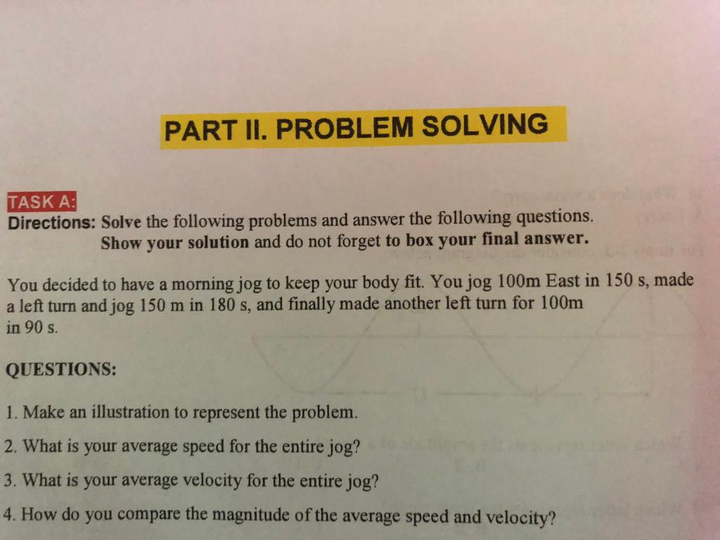 Solved PART II. PROBLEM SOLVING TASKA: Directions: Solve the | Chegg.com