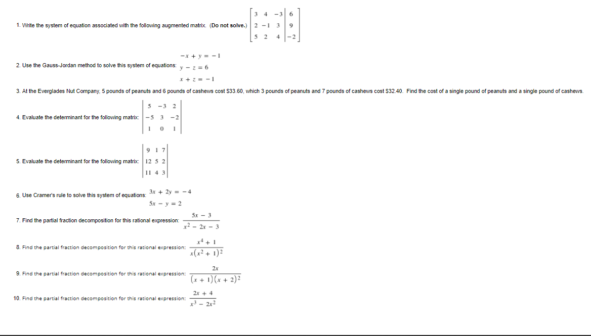 Solved 3 4 - 6 1. Write the system of equation associated | Chegg.com