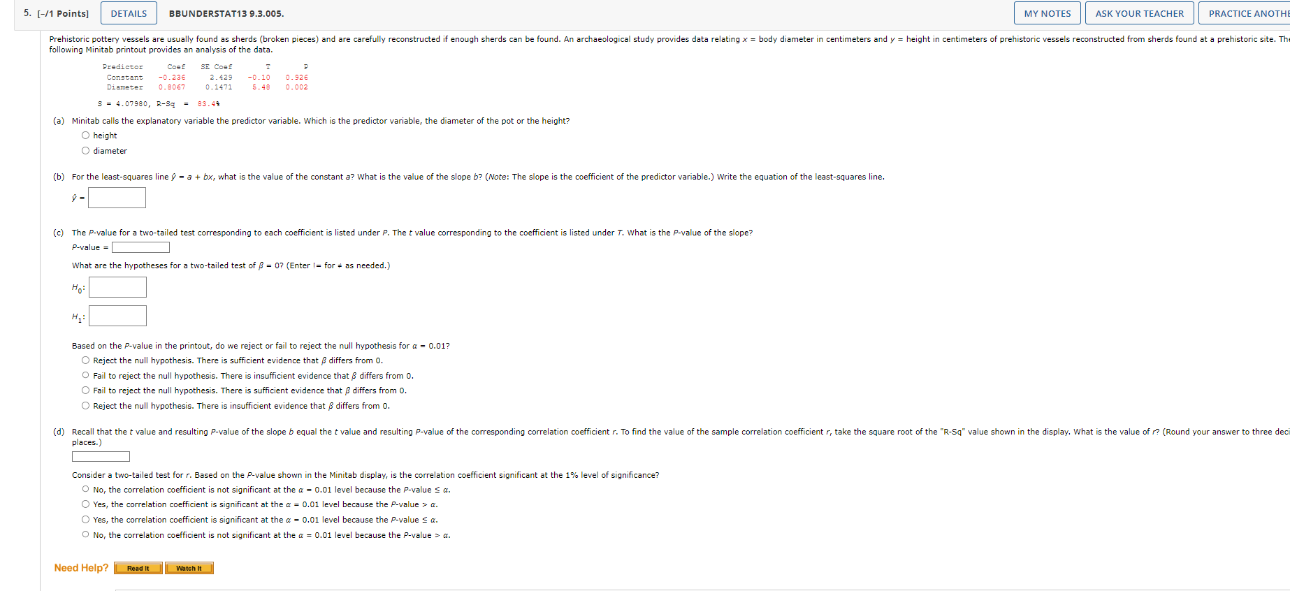 Solved following Minitab printout provides an analysis of | Chegg.com