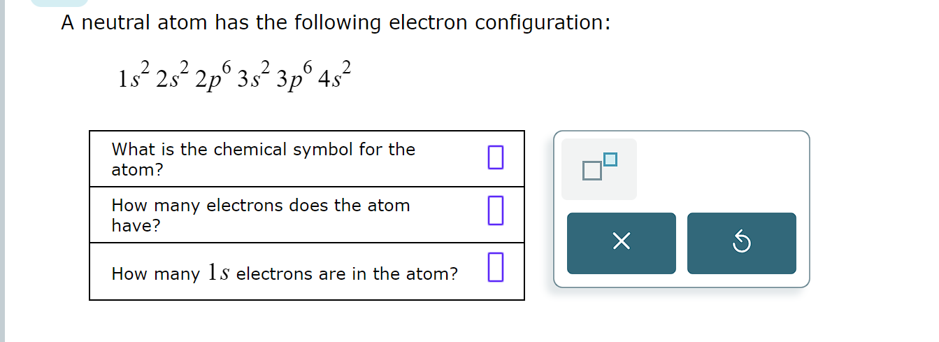 Solved A neutral atom has the following electron | Chegg.com