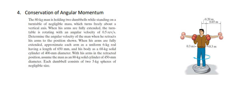 Solved Conservation of Angular MomentumThe 80-kg ﻿man is | Chegg.com