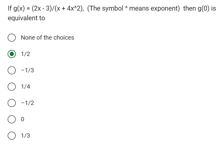 Solved If g(x)=(2x−3)/(x+4x∧2), (The symbol^ means exponent) | Chegg.com