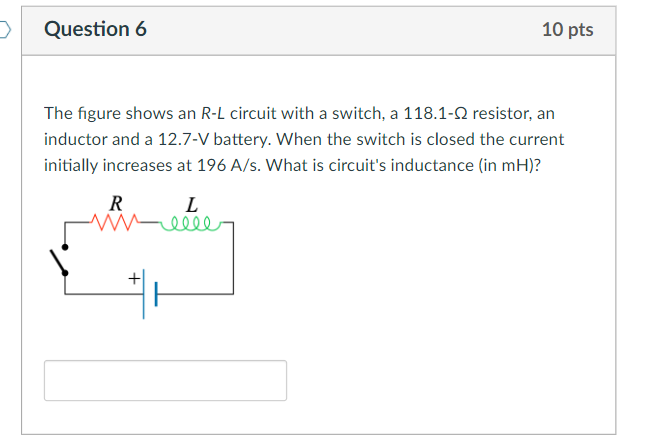 Solved The figure shows an R−L circuit with a switch, a | Chegg.com