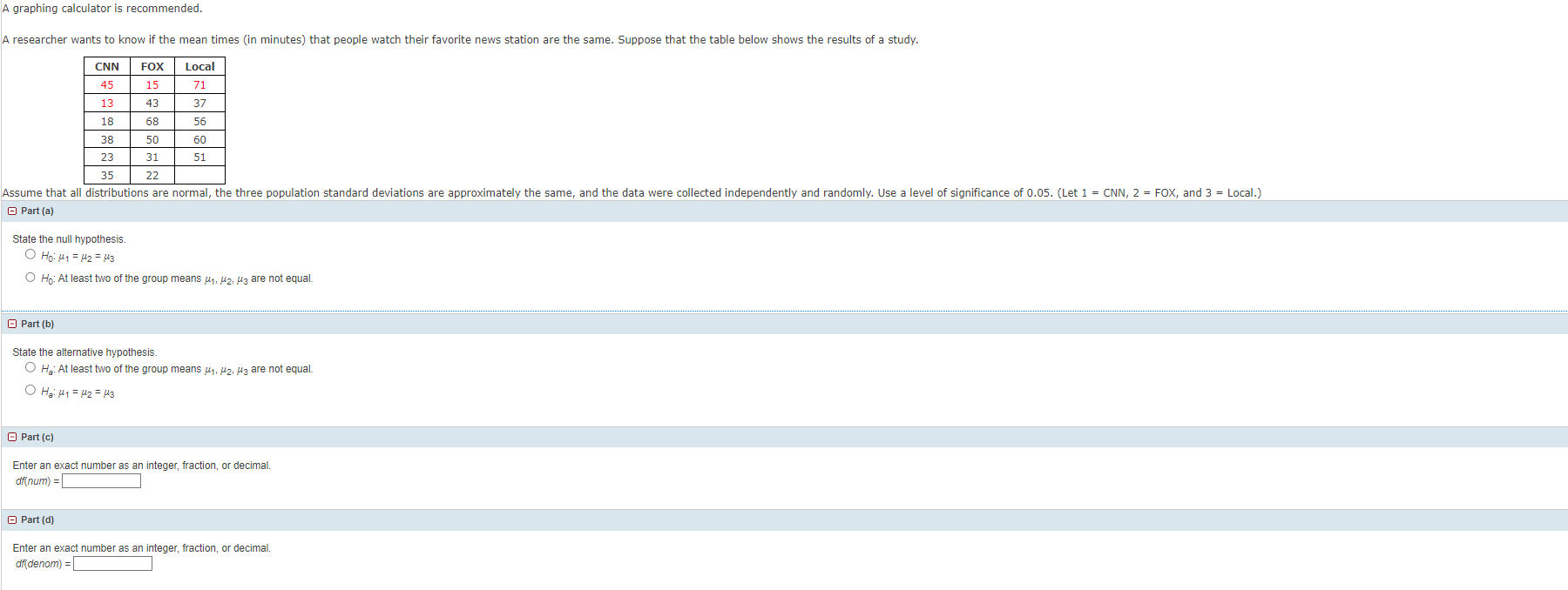 Solved State the null hypothesis. ) \\( H_{0}: | Chegg.com