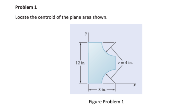 Solved Problem 1 Locate the centroid of the plane area | Chegg.com