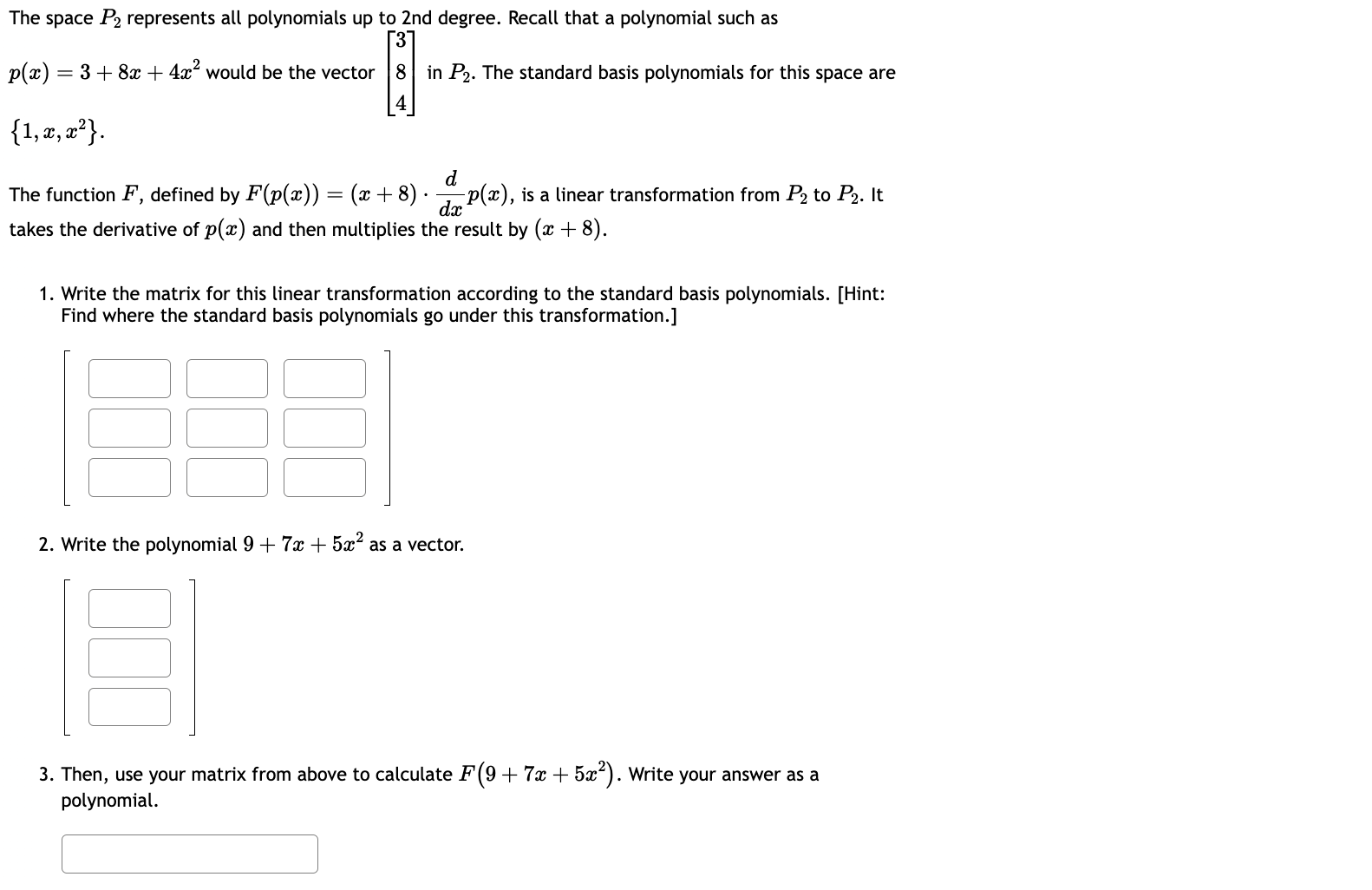 Solved The space P2 ﻿represents all polynomials up to 2 ﻿nd | Chegg.com
