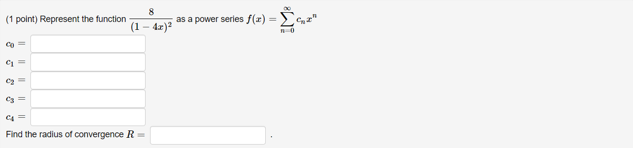 Solved (1 point) Represent the function (1−4x)28 as a power | Chegg.com