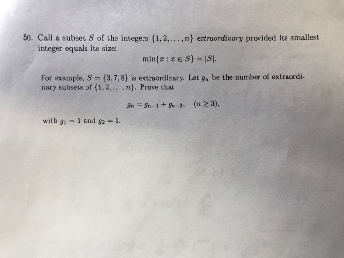 Solved 50. Call a subset S of the integers (1,2,... ,n) | Chegg.com