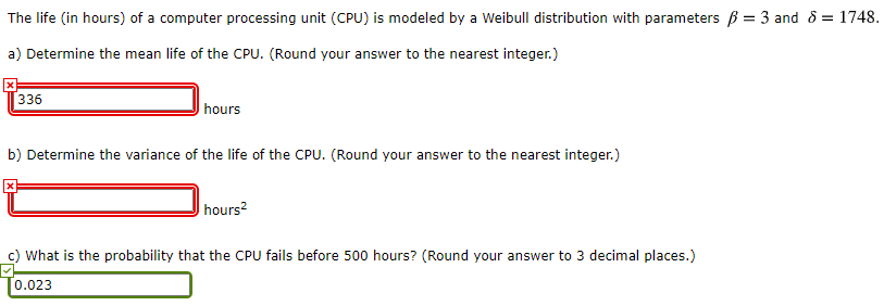 Solved The life (in hours) of a computer processing unit | Chegg.com