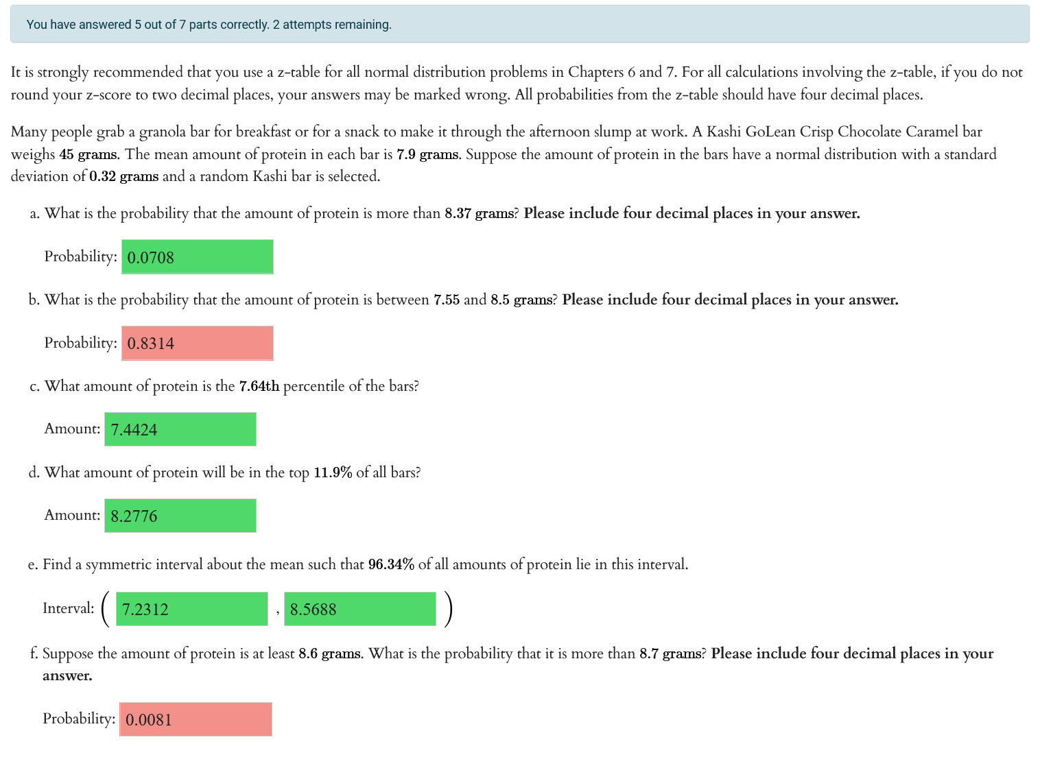 Solved You have answered 5 out of 7 parts correctly. 2 | Chegg.com