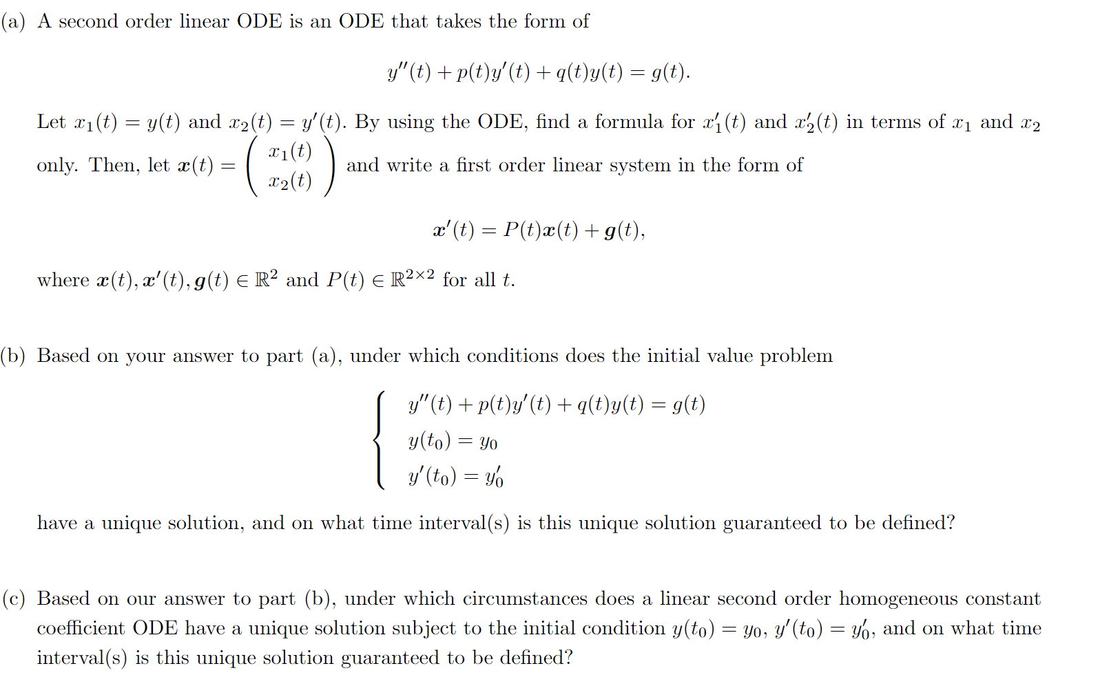 (a) A second order linear ODE is an ODE that takes | Chegg.com