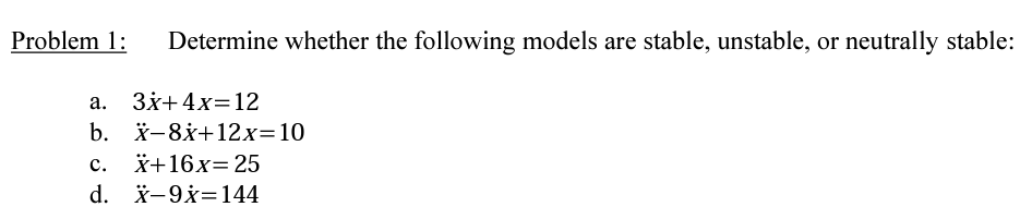 Solved Problem 1: Determine whether the following models are | Chegg.com